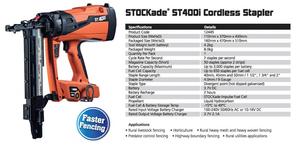 Stockade ST400i Impulse Cordless Rural Fencing Stapler | Fencing Tools ...