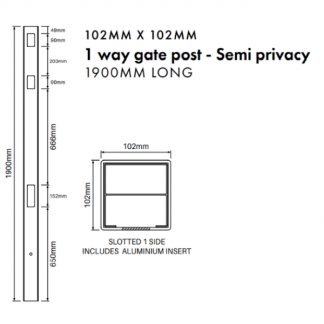 1-Way PVC Gate Post for DIY Semi-Privacy Hamptons Fencing
